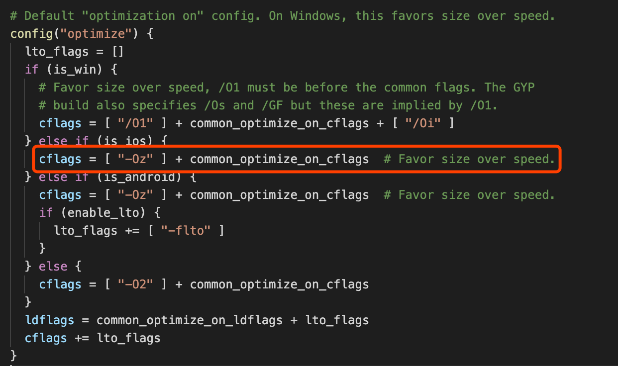 Flutter iOS 编译参数 -Oz 是负优化吗 | 区长
